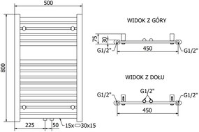 Mexen Hades, elektrické topné těleso 800 x 500 mm, 600 W, antracitová, W104-0800-500-2600-66