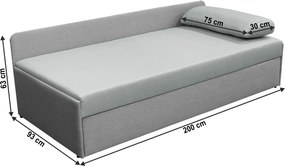 Rozkládací válenda, mentolová/světle šedá, JALEN