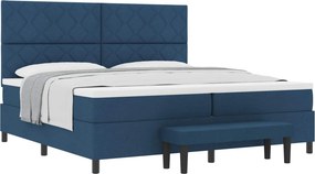 Postel s boxspringem s matrací s čelo Modrá 200 x 200 cm textil 3344176