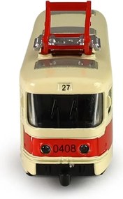 RAPPA Kovová česká retro tramvaj Tatra T3 s otevíracími středními dveřmi - 16cm - červená