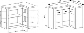 Casarredo - Komfort nábytek Rohová komoda INDIANAPOLIS I-15 jasan bílý | Provedení: roh napravo ( viz obrázek )