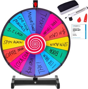 Costway Kolečko 18" Wheel of Fortune s gumou a fixem pro loterijní hry φ48 cm