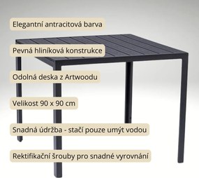 Vikio Venkovní malý zahradní set 90x90 pro 4 osoby DK301 antracit
