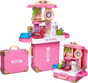 LEAN Toys Veterinární taška – sada na péči o kočky, bílá, příslušenství