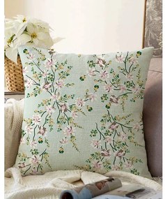 Zelený povlak na polštář s příměsí bavlny Minimalist Cushion Covers Bloom, 55 x 55 cm