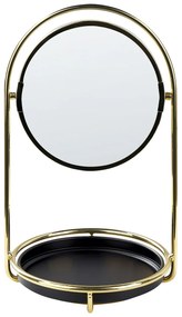 Kosmetické zrcadlo ø 15 cm zlaté/černé INDRE Beliani