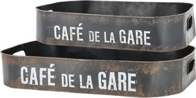 2ks granitový antik kovový podnos Café de La Gare - 52*36*9 cm