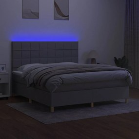 Box spring postel s matrací a LED světle šedá 180x200 cm textil 3135533