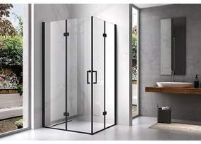 BPS-koupelny Obdélníkový sprchový kout HYD-OK12A 90x80 černý/transparent + vanička HYD-OSV-ST03E černá