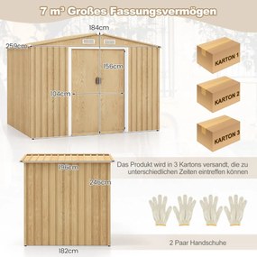 Costway Kůlna na nářadí kovová kůlna na nářadí uzamykatelná včetně základové