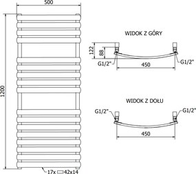 Mexen Bachus topné těleso 1200 x 500 mm, 619 W, bílá, W109-1200-500-00-20