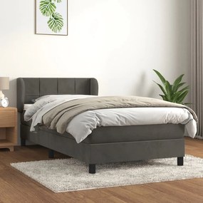 Box spring postel s matrací tmavě šedá 90x190 cm samet 3127464