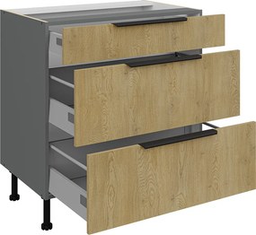 CREMONA ac | dolní skříňka 80 D 3S zásuvková | 80 cm | PREMIUM BOX | antracit/cremona
