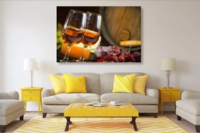 Obraz dvě sklenice růžového vína - 90x60 cm