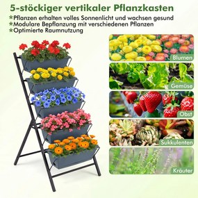 Costway 5-Tier Vertikální vyvýšený záhon s 5 odnímatelnými truhlíky na květiny
