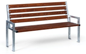 Venkovní lavička CITY s opěradlem 1+1 ZDARMA, zinkovaná, 1660 mm, tmavý mahagon