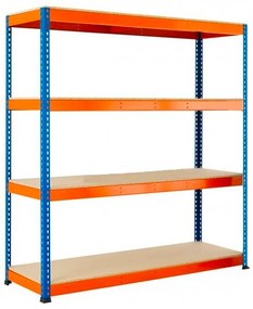 Fistar Regál 1800x1200x600 mm PROFESIONÁLNÍ, lakovaný 4-policový, nosnost 1600 kg - MODRO-ORANŽOVÝ