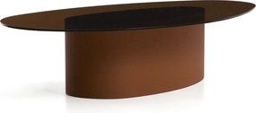 Hnědý konferenční stolek se skleněnou deskou 81x140 cm Olir – Kave Home