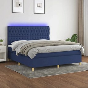 Fionshop 264253065 Box spring postel s matrací a Led modrá 160x200 cm tex