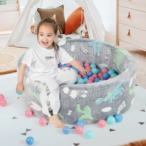 Costway Baby Ball Pit s odnímatelným krytem Svítí ve tmě Round Play Pool, šedá