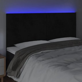 Čelo postele s LED černé 200x5x118/128 cm samet 3122212