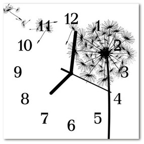 Nástěnné hodiny obrazové na skle - Pampeliška kreslená