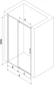Mexen Exo, 1-křídlé dveře do otvoru 105x200 cm, 6mm čiré sklo, chromový profil, 819-105-000-01-00