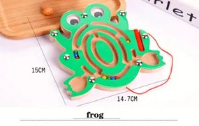 Montessori dřevěné hračky - magnetické bludiště Varianta: Magnetické bludiště - žába
