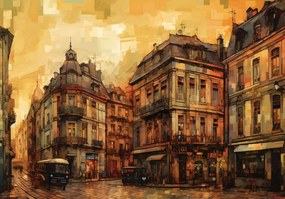 Postershop Fototapety vliesové: City architecture oil-colours painting - 254x184 cm