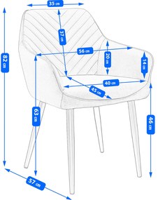 Křeslo NAPOLI čalouněné velur, černé