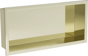 Mexen X-Wall-R, polička na zapuštění na obklad s límcem 45 x 20 cm, zlatá lesklá, 1950452010