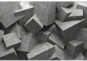 DIMEX | Samolepicí vliesová fototapeta na zeď 3D betonové kvádry MA-5-0176 | 375 x 250 cm | šedá