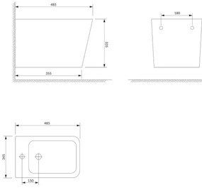 OMNIRES FONTANABIBP - Závěsný bidet FONTANA keramika/lesklá bílá