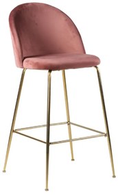 Designová barová židle Kristopher, růžová / mosaz