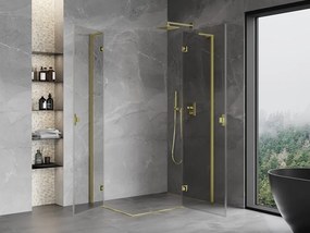 Mexen Mist-H L Duo, 2-křídlý ​​sprchový kout 80 x 85 cm, čiré sklo, zlatý matný profil, 8A5L-080L-085P-55-00