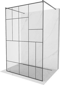 Mexen Kioto, sprchová zástěna Walk-In 100 x 200 cm, 8mm sklo černý vzor, ​​grafitový profil, 800-100-002-66-78