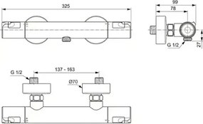 Ideal Standard CeraTherm - Termostatická sprchová baterie T50 | chrom