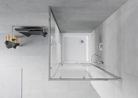 Mexen Rio čtvercový sprchový kout 70 x 70 cm, bílé pruhy, chrom + sprchová vanička, bílá - 860-070-070-01-20-4510
