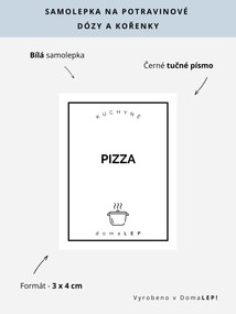Samolepka na kořenky PIZZA bílá 3 × 4 cm tučné písmo