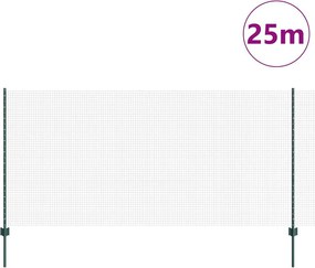 Svařovaná drátěná plotovina s tyčkami 25 x 1,2 m Zelená 3336485