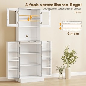 HOMCOM Kuchyňská skříňka, nastavitelná police, pracovní deska, akrylové dveře, otvor pro kabel, do obývacího pokoje, kuchyně, jídelny, MDF, bílá