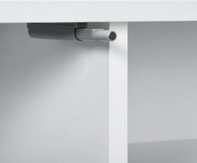 HOMCOM Nástěnný televizní stolek v moderním stylu - 2 skříňky, 2 centrální nika a 2 otvory pro správu kabelů 140 x 30 cm bílá
