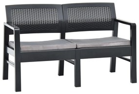 vidaXL 2místná zahradní lavice s poduškami 120 cm plast antracitová