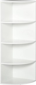HOMCOM Rohová Knihovna 4 Police Dřevo 39,5x39,5x120cm Bílá | Aosom