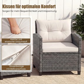 Costway Ratanový set zahradního nábytku 3-dílný balkonový nábytek s 2 – bílý