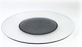 Kulatý servírovací tác čirý se šedým středem Průměr: 31cm