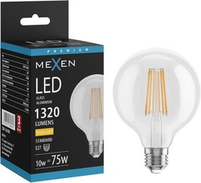 Mexen Vintis, LED žárovka E27, G95, 10W, Teplá - 2700K, 1320 lm, čirá - L157-E27-1027-00