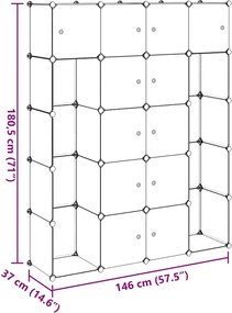 vidaXL Marketos Modulární skříň se 14 přihrádkami černobílá 37 x 146 x 180,5 cm
