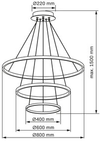LED Lustr na lanku LEA LED/60W/230V 4000K pr. 80 cm zlatá