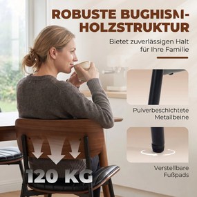 HOMCOM Jídelní židle 2dílná sada kuchyňských židlí moderní čalouněná židle s sedákem z umělé kůže, zakřivené opěradlo